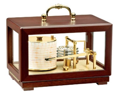 Barografo aneroide a 4 capsule olosteriche in elegante cassetta - mogano